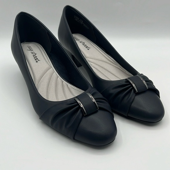 easy street | Shoes | Easy Street Womens Navy Eloise Block Heel Pumps ...